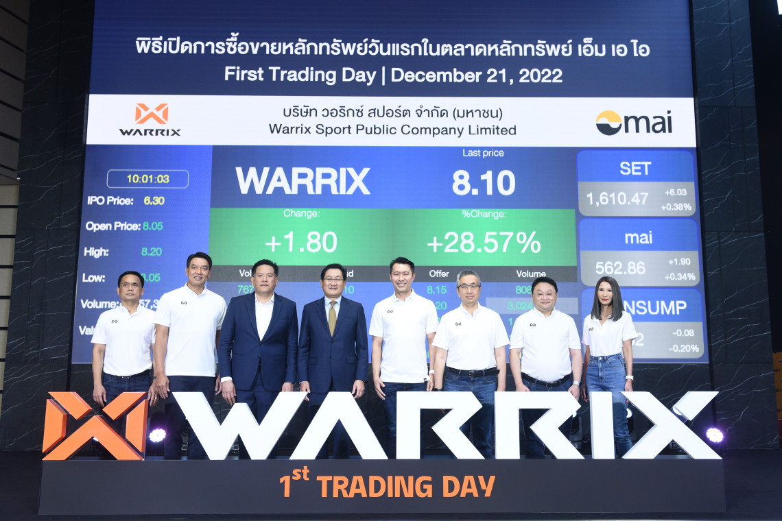 “WARRIX” เข้าซื้อขายวันแรกในตลาดหลักทรัพย์เอ็ม เอ ไอ ยกระดับความแข็งแกร่งธุรกิจ Sport-Health ...
